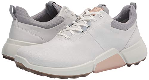 ECCO Women's Biom Hybrid 4 Gore-TEX Waterproof Golf Shoe, White/Silver Grey, 6-6.5