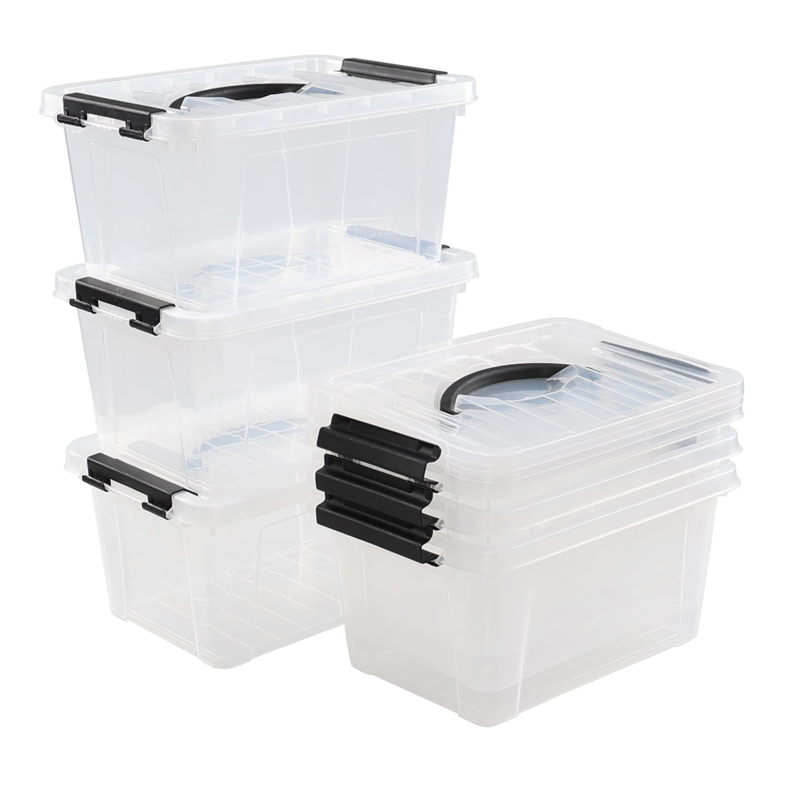 Leendines 6 Liter Plastic Storage Box, Clear Storage Bin with Lids Set of 6