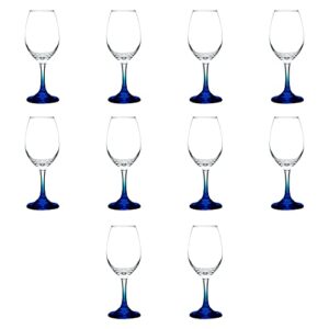 discount promos rioja wine glasses with stem 10 oz. set of 10, bulk pack - color bottom, perfect for wedding, party favors, birthday, bridal shower gifts - blue