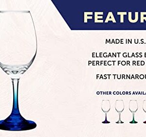 DISCOUNT PROMOS Rioja Wine Glasses with Stem 10 oz. Set of 10, Bulk Pack - Color Bottom, Perfect for Wedding, Party Favors, Birthday, Bridal Shower Gifts - Blue