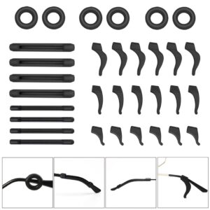 igeyzoe 16 pairs eyeglasses ear grip ear hooks, anti-slip holder eyeglasses stoppers temple tips sleeve retainer eyewear retainers spectacle stay for eyeglasses, sunglasses, reading glasses (black)