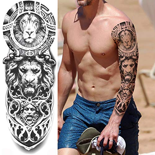 11 Sheets NEZAR Maori Temporary Tattoo Sleeve For Men Adults Tiki Turtle Manta Waterproof Fake Tattoo Sleeves For Women Black Dragon Totem Tribal Military Long Full Sleeve Tattoos Temporary Stickers