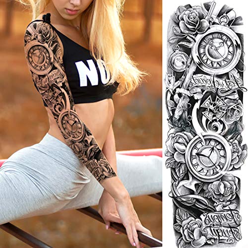 11 Sheets NEZAR Maori Temporary Tattoo Sleeve For Men Adults Tiki Turtle Manta Waterproof Fake Tattoo Sleeves For Women Black Dragon Totem Tribal Military Long Full Sleeve Tattoos Temporary Stickers