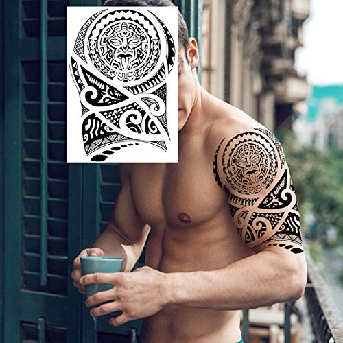 11 Sheets NEZAR Maori Temporary Tattoo Sleeve For Men Adults Tiki Turtle Manta Waterproof Fake Tattoo Sleeves For Women Black Dragon Totem Tribal Military Long Full Sleeve Tattoos Temporary Stickers