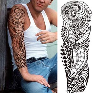 11 Sheets NEZAR Maori Temporary Tattoo Sleeve For Men Adults Tiki Turtle Manta Waterproof Fake Tattoo Sleeves For Women Black Dragon Totem Tribal Military Long Full Sleeve Tattoos Temporary Stickers