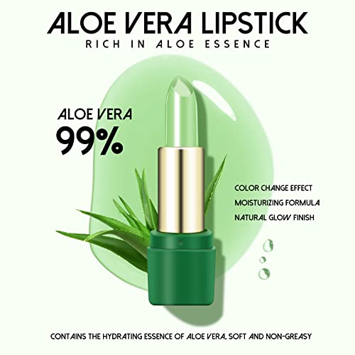 Ownest 3 Pcs Aloe Vera Lipstick, Magic Temperature Color Change Lipstick Lip Blam Moisturizing Long Lasting Lip Makeup, update packing Beauty