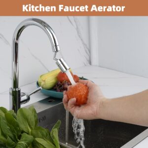 Faucet Aerator, 720° Big Angle Spray Aerator Dual Function Kitchen Faucet Aerator, Bathroom Faucet Mounted for Face Washing, Gargle and Eye Flush, Polished Chrome