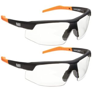 klein tools 60171 safety glasses, ppe protective eyewear with semi frame, scratch resistant and anti-fog, clear lens, 2-pack