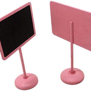 10pcs Mini Blackboard Mini Wooden Wedding Blackboard Chalkboard Place Cards Message Board Label Table with Stand Base - Pink