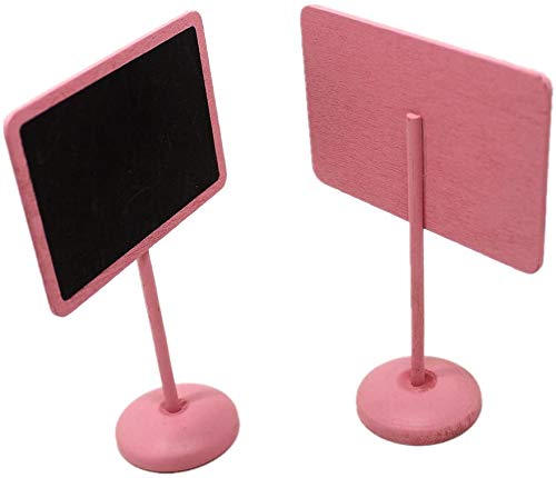 10pcs Mini Blackboard Mini Wooden Wedding Blackboard Chalkboard Place Cards Message Board Label Table with Stand Base - Pink