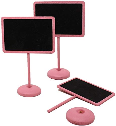 10pcs Mini Blackboard Mini Wooden Wedding Blackboard Chalkboard Place Cards Message Board Label Table with Stand Base - Pink