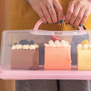 Portable Plastic Rectangular Loaf Bread Box with Clear Lid 13inch Translucent Cake Container Keeper for Storing and Transporting Loaf Cakes,Banana Bread,Pumpkin Bread (White, 1 Pack)