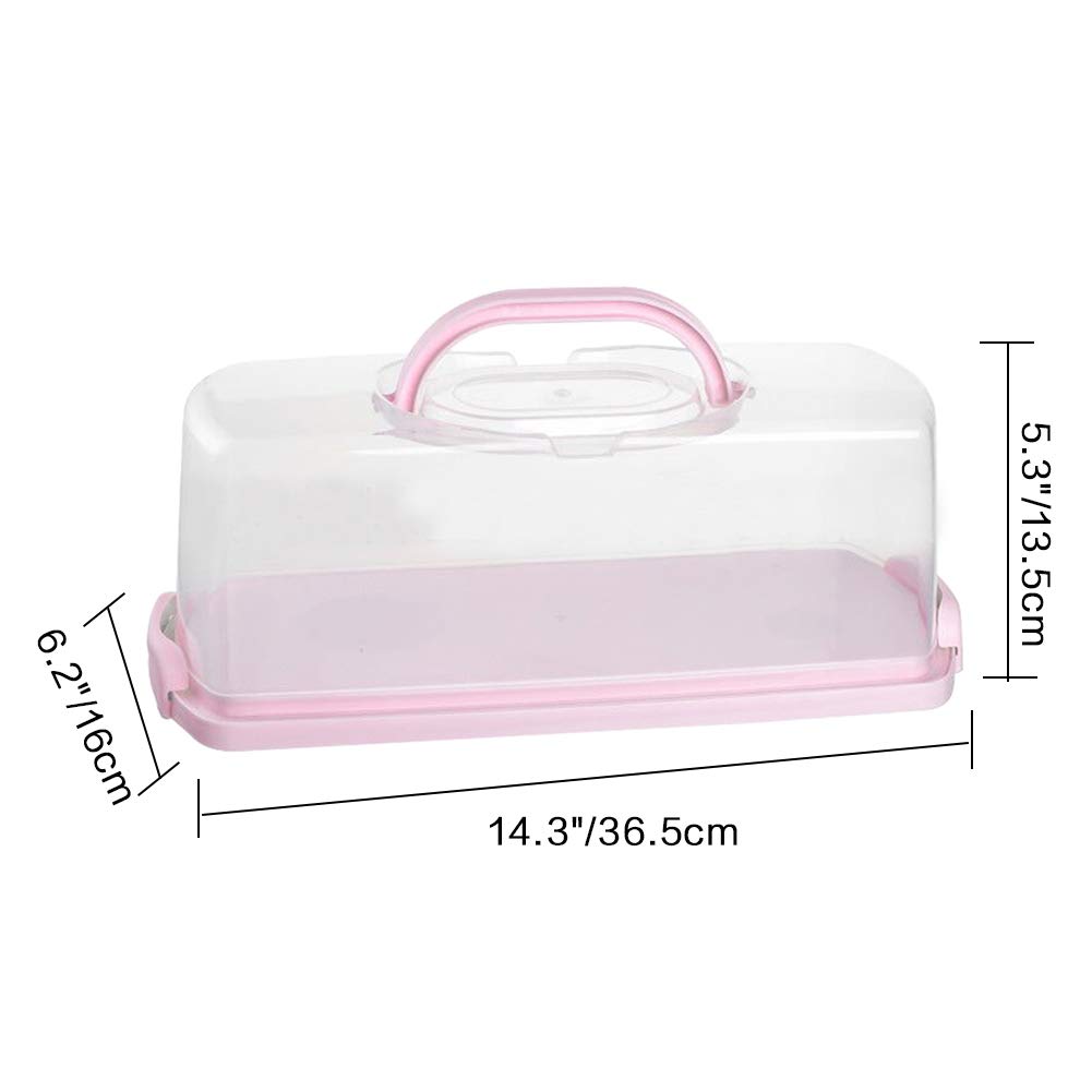 Portable Plastic Rectangular Loaf Bread Box with Clear Lid 13inch Translucent Cake Container Keeper for Storing and Transporting Loaf Cakes,Banana Bread,Pumpkin Bread (White, 1 Pack)