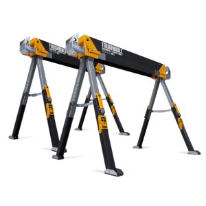 toughbuilt - folding sawhorse - sturdy, durable, lightweight, heavy-duty, 100% high grade steel - adjustable up to 4x4 size support arms - 1300 lb capacity - (tb-c700) - 2 pack