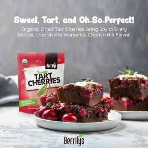 Berrilys Organic Dried Tart Cherries, 1 lb, Pitted, Non-GMO, Kosher, Unsulfured, No Added Sugar