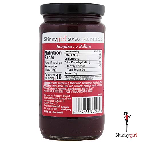 Skinnygirl Sugar Free Preserves, Raspberry Bellini, 10 Ounce