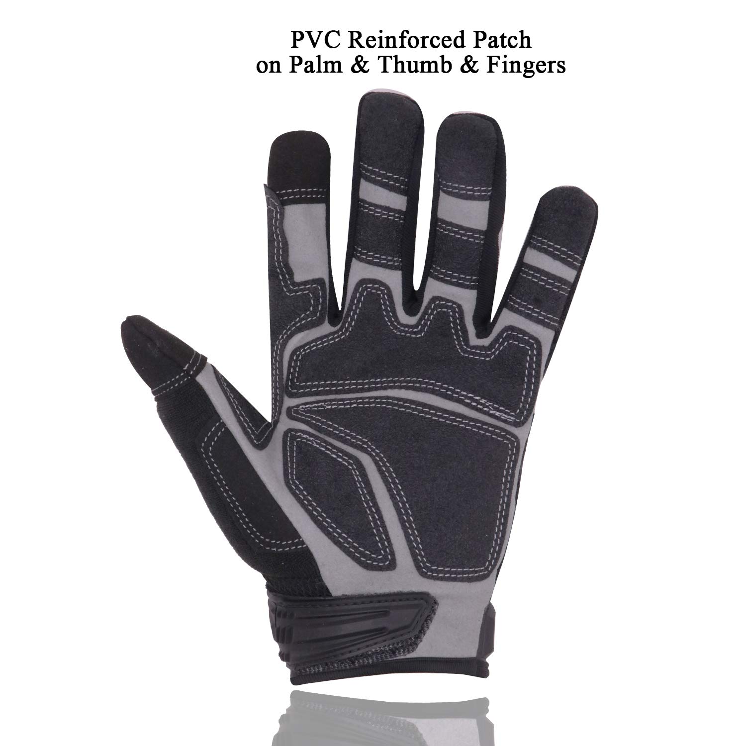 HANDLANDY Heavy Duty Work Gloves Men, Touchscreen TPR Impact Reducing Work Gloves, Non-Slip Breathable Mechanics Gloves (Large)