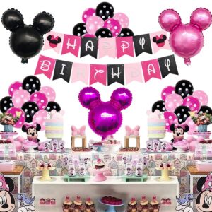 Minnie Birthday Banner, Minnie themed party supplies, girl birthday party decoration items