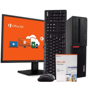 lenovo m900 pc desktop computer - intel i5, 16gb ram, 1tb hdd, windows 10 pro, microsoft office 365 personal, 23.6-inch fhd v7 led monitor, wireless keyboard & mouse, new 16gb flash drive (renewed)