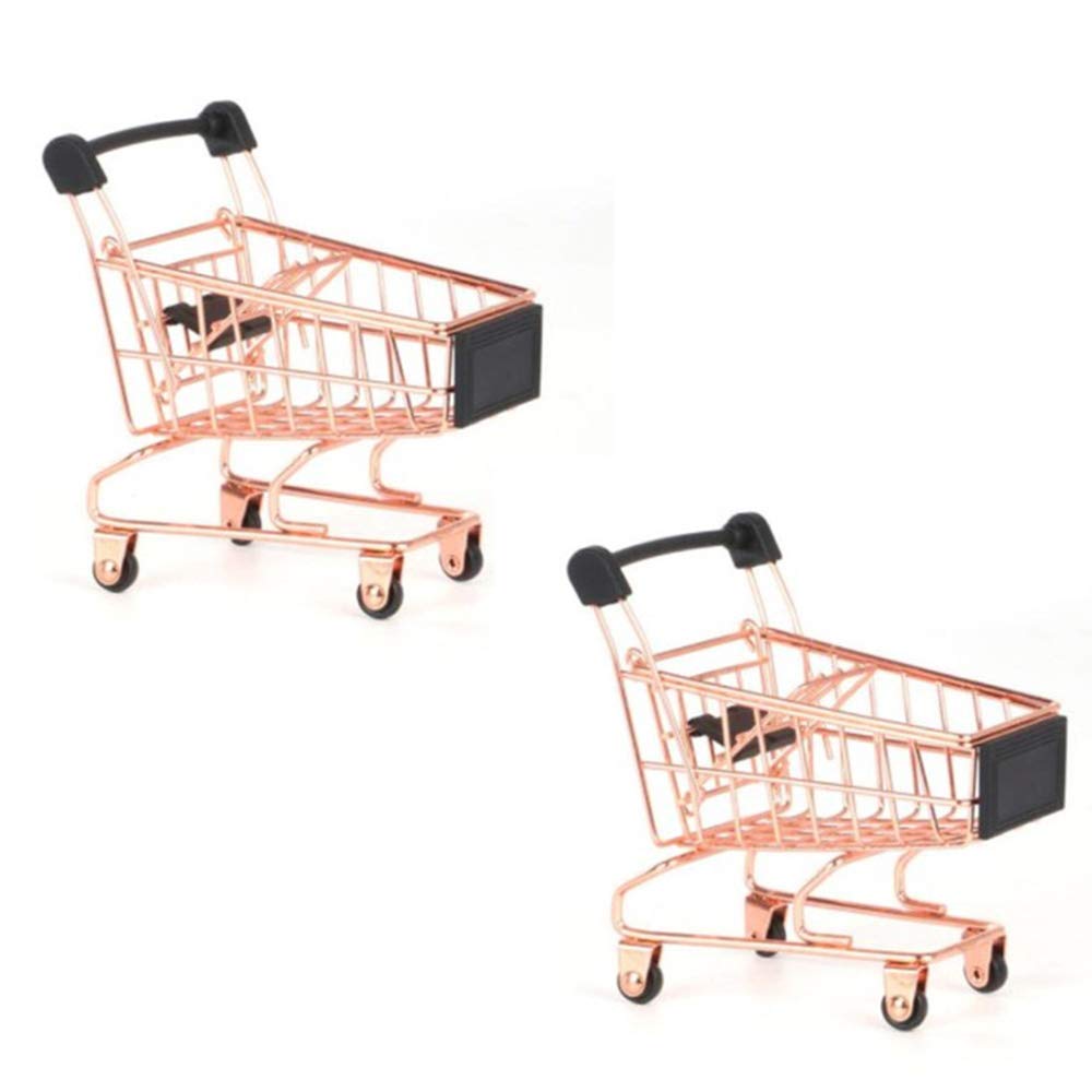 2 Pcs Mini Metal Shopping Cart, Mini Shopping Grocery Cart Supermarket Handcart Trolley Handcart Toy Shopping Carts