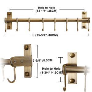 Dseap Pot Rack - Pots and Pans Hanging Rack Rail with 8 Hooks, Double Bars, Pot Hangers for Kitchen, Wall Mounted, Bronze