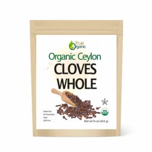 true organic ceylon cloves whole, 16 ounces bulk bag, usda organic & kosher certified, non-gmo, fresh organic cloves, pure ceylon premium quality