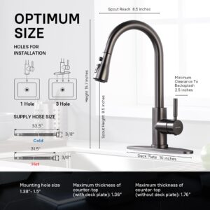 WEWE Kitchen faucets with Pull Down Sprayer, Farmhouse Kitchen Faucet Oil Rubbed Bronze Commercial Modern high arc Stainless Steel Single Handle Single Hole for Utility rv Laundry Sinks