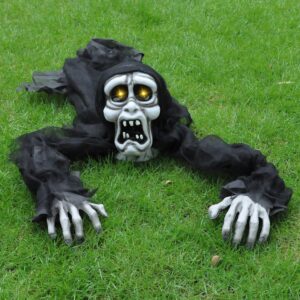 joyin halloween decoration zombie groundbreaker life size climbing zombie with creepy sound and light-up eyes for outdoor graveyard halloween haunted house decorations