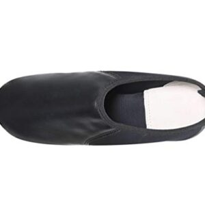 Linodes Unisex PU Leather Upper Slip-on Jazz Shoe with Circle Elastic for Women and Men's Dance Shoes-Black-7.5M