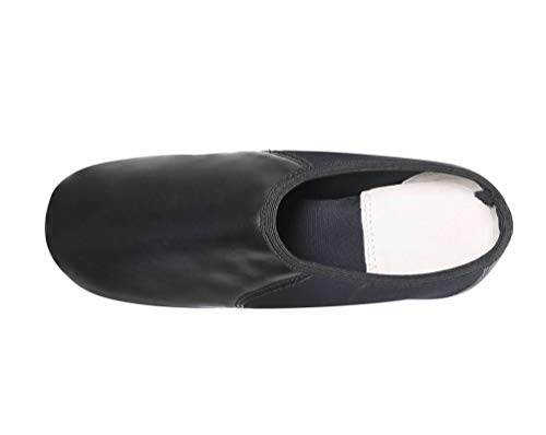 Linodes Unisex PU Leather Upper Slip-on Jazz Shoe with Circle Elastic for Women and Men's Dance Shoes-Black-7.5M