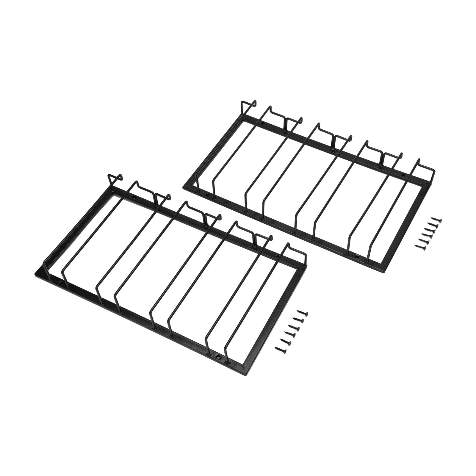 MorNon 2 Pack Wine Glass Rack - 4 Rows Under Cabinet Stemware Wine Glass Holder Glasses Storage Hanger Metal Organizer for Bar Kitchen Black