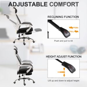 Vinsetto Ergonomic High Back Mesh Office Chair Swivel Reclining Computer Desk Chair with Retractable Footrest, Headrest, Padded Armrest