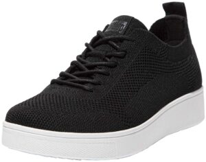 fitflop women's rally tennis sneaker-tonal knit, black, 9