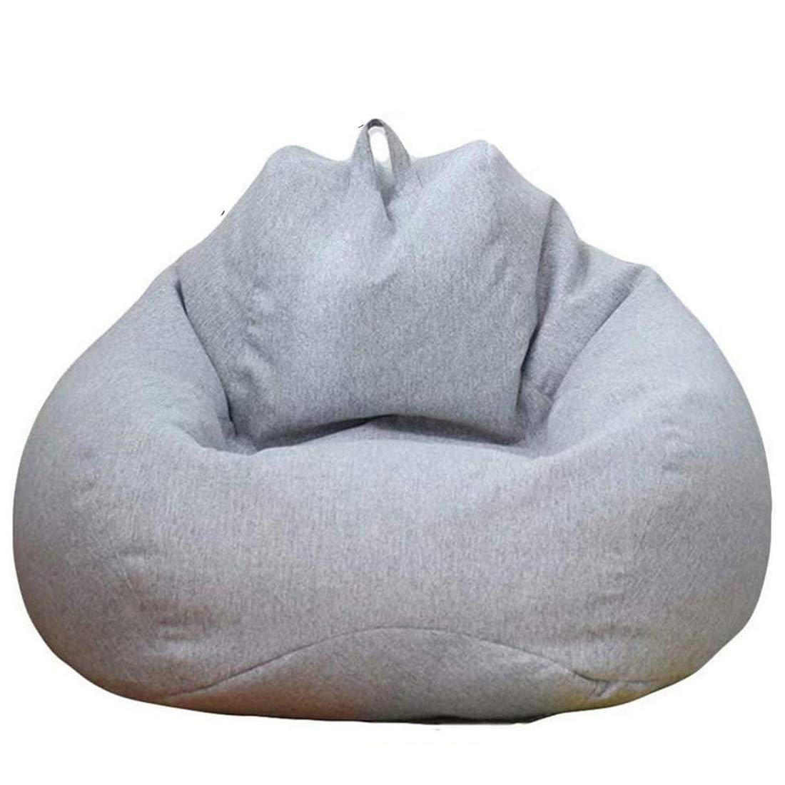 Stuffed Animal Storage Bean Bag Cover (No Filler) Extra Soft Beanbag Seat Chair Covers-Cotton Linen Memory Foam Beanbag Replacement Cover for Adults Kids Without Filling