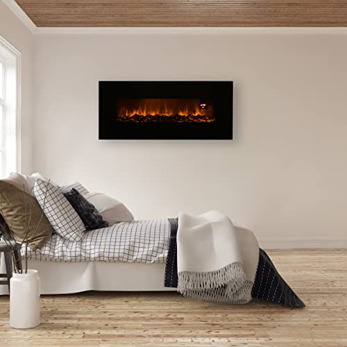 50-Inch Wall-Mounted Electric Fireplace - Fireplace Insert with LED Flames, Bottom Vents, Adjustable Heat Settings, and Remote by Northwest (Black)