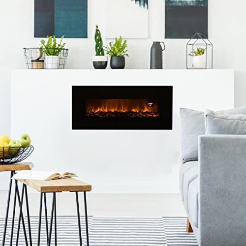 50-Inch Wall-Mounted Electric Fireplace - Fireplace Insert with LED Flames, Bottom Vents, Adjustable Heat Settings, and Remote by Northwest (Black)