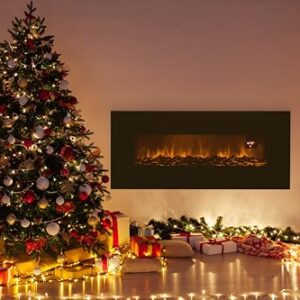 50-Inch Wall-Mounted Electric Fireplace - Fireplace Insert with LED Flames, Bottom Vents, Adjustable Heat Settings, and Remote by Northwest (Black)