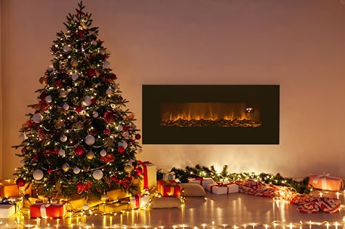 50-Inch Wall-Mounted Electric Fireplace - Fireplace Insert with LED Flames, Bottom Vents, Adjustable Heat Settings, and Remote by Northwest (Black)