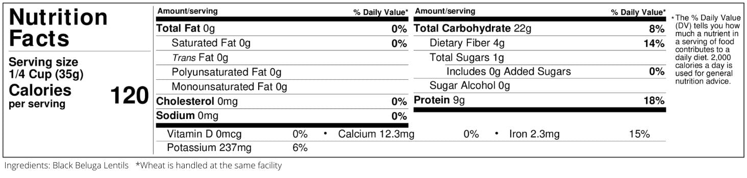 Lentils | Black Beluga | 4 lb Bag | Non-GMO | Kosher | Vegan | Non-Irradiated