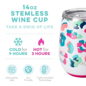 Swig Life Party Animal AM+PM Gift Set, Includes (1) 18oz Travel Mug + (1) 14oz Stemless Wine Tumbler, Triple Insulated, Stainless Steel, and Dishwasher Safe