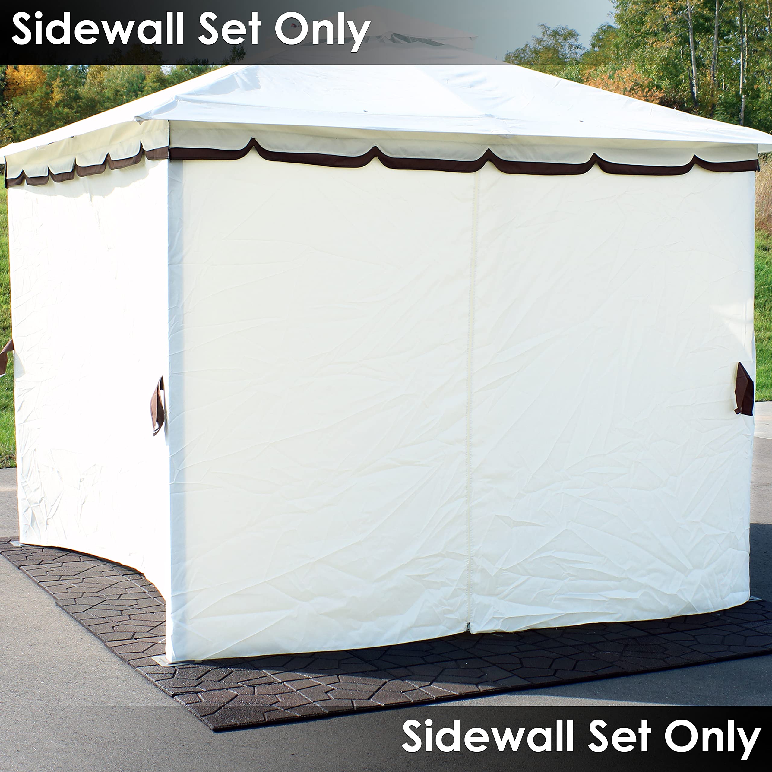 Sunnydaze Gazebo 4-Piece Sidewall Set - Outdoor 80 Inches Tall x 103 Inches Wide Polyester Fabric Gazebo Curtains Only - Provides Shade and Privacy - Replacement Sidewall Set - Cream