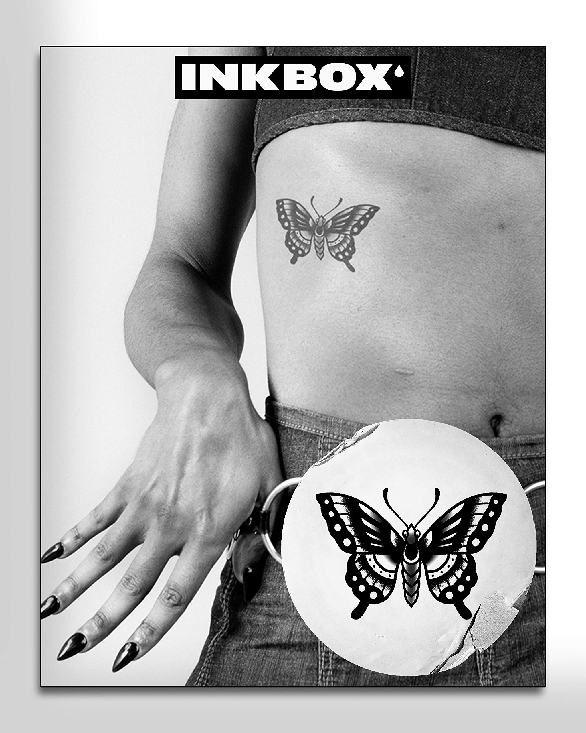 Inkbox Temporary Tattoos, Semi-Permanent Tattoo, One Premium Easy Long Lasting, Water-Resistant Temp Tattoo with For Now Ink - Lasts 1-2 Weeks, Butterfly Tattoo, 3 x 3 in, Fluttery