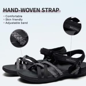 MEGNYA Comfortable Hiking Sandals, Lightweight Rubber Outsole Walking Sandals for Camping, Sports Sandals with Adjustable Hook Loop Straps Size 8