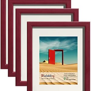 VIOLABBEY 11x14 Picture Frames Red Set of 4, Fits 8x10 Pictures with Mat or 11x14 Photos without Mat, Photo Frame with Real Glass, Vertical or Horizontal for Wall and Tabletop Display