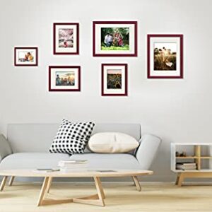 VIOLABBEY 11x14 Picture Frames Red Set of 4, Fits 8x10 Pictures with Mat or 11x14 Photos without Mat, Photo Frame with Real Glass, Vertical or Horizontal for Wall and Tabletop Display