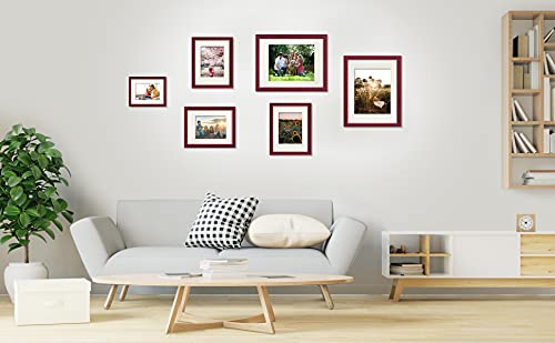 VIOLABBEY 11x14 Picture Frames Red Set of 4, Fits 8x10 Pictures with Mat or 11x14 Photos without Mat, Photo Frame with Real Glass, Vertical or Horizontal for Wall and Tabletop Display