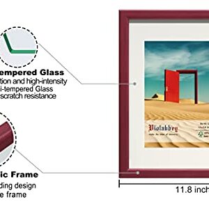 VIOLABBEY 11x14 Picture Frames Red Set of 4, Fits 8x10 Pictures with Mat or 11x14 Photos without Mat, Photo Frame with Real Glass, Vertical or Horizontal for Wall and Tabletop Display