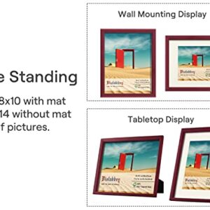 VIOLABBEY 11x14 Picture Frames Red Set of 4, Fits 8x10 Pictures with Mat or 11x14 Photos without Mat, Photo Frame with Real Glass, Vertical or Horizontal for Wall and Tabletop Display