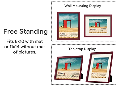 VIOLABBEY 11x14 Picture Frames Red Set of 4, Fits 8x10 Pictures with Mat or 11x14 Photos without Mat, Photo Frame with Real Glass, Vertical or Horizontal for Wall and Tabletop Display