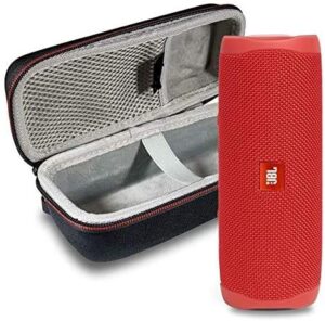 jbl flip 5 portable wireless bluetooth speaker ipx7 waterproof on-the-go bundle with boomph hardshell protective case - red